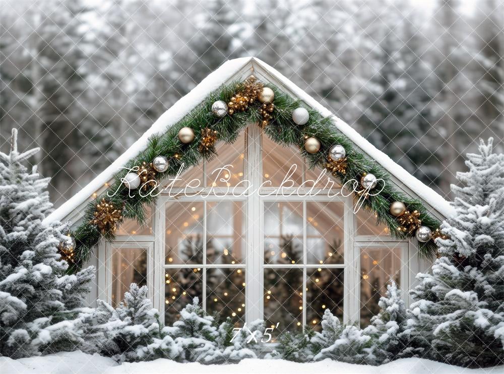 Cozy Winter Cottage Holiday Backdrop