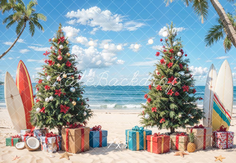 Tropical Christmas Beach Holiday Backdrop