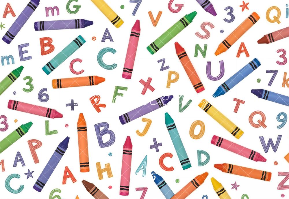 Kate Back to School Crayons Letters Numbers Printed Backdrop Designed ...