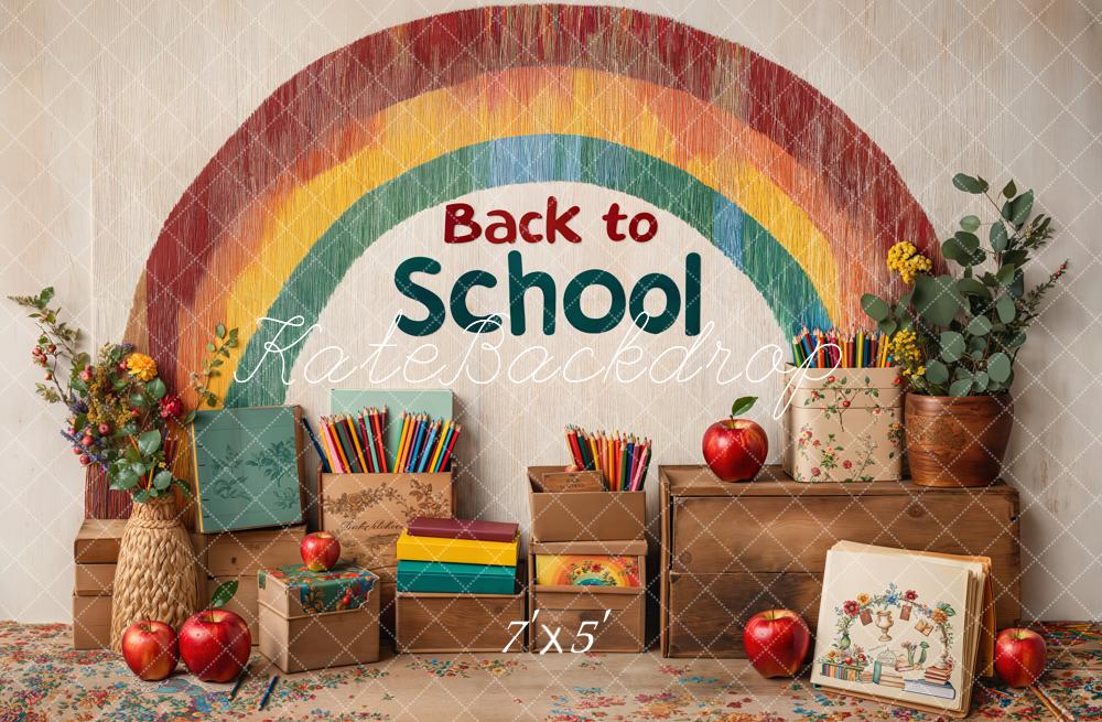 Colorful Rainbow Back to School Backdrop