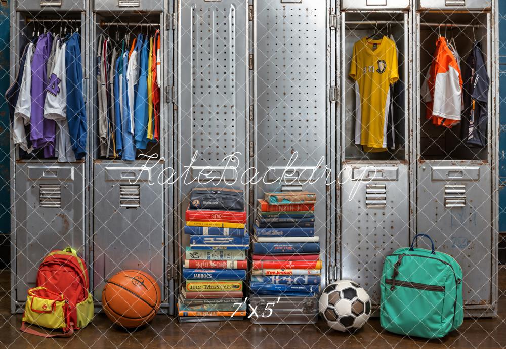 Kate Back To School Lockers Sports Books Backpacks Backdrop Designed b