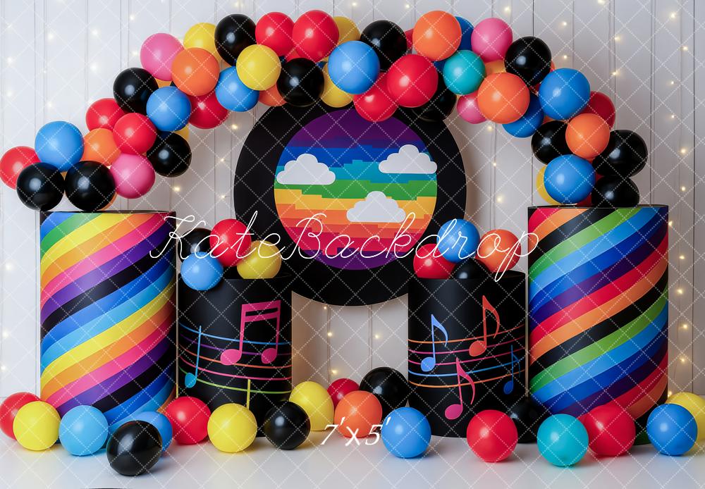 Vibrant Rainbow Music Balloon Backdrop