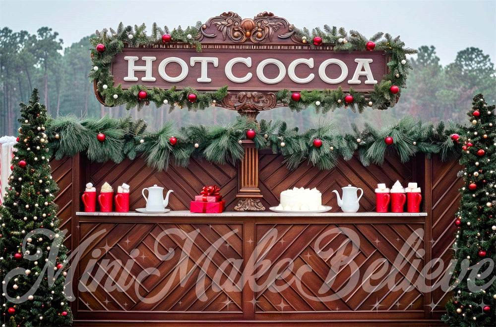 Kate Christmas Outdoor Forest Hot Cocoa Stand Backdrop Designed by Min