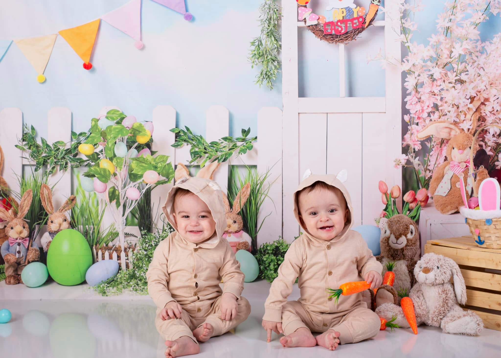 Easter Bunny Garden Festive Backdrop