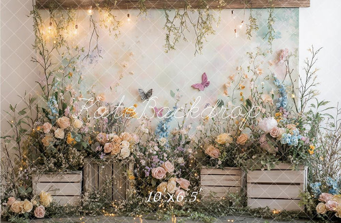 Kate Spring Wildflowers Floral Garden Butterfly Backdrop Designed by A