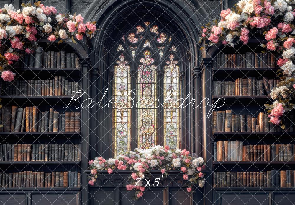 Kate Halloween Gothic Library Floral Backdrop Designed by Mini MakeBel