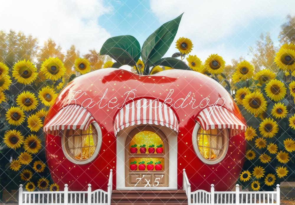 Whimsical Giant Apple Cottage Backdrop