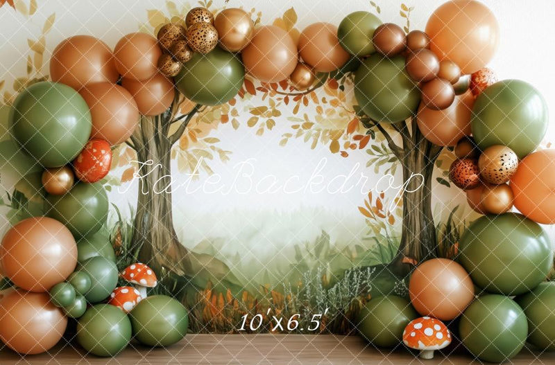 Rustic Woodland Green Autumn Balloon Arch