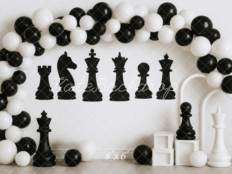 Black White Chess Piece Balloon Backdrop