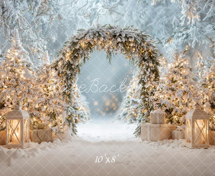 Kate Winter Snow Backdrop with Snow White Christmas Tree Scene