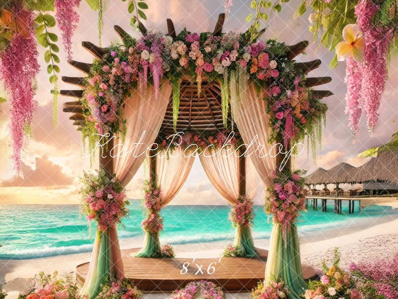 Kate Beach Tropical Gazebo Floral Arch Backdrop Designed by Lidia Rede