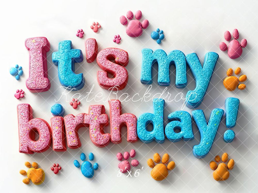 Colorful Birthday Paw Print Backdrop