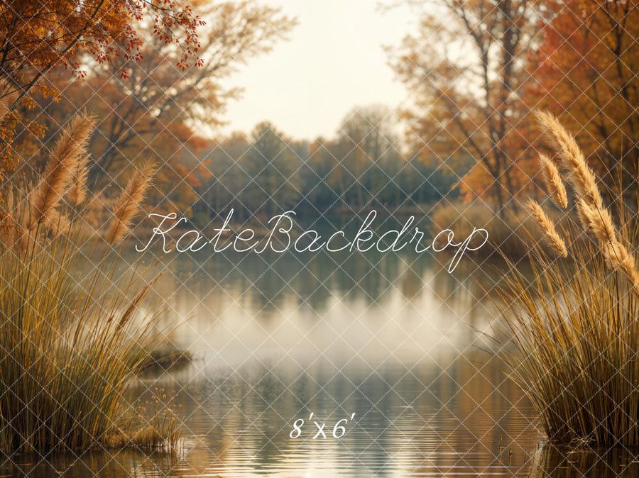 Golden Autumn Lakeside Nature Backdrop