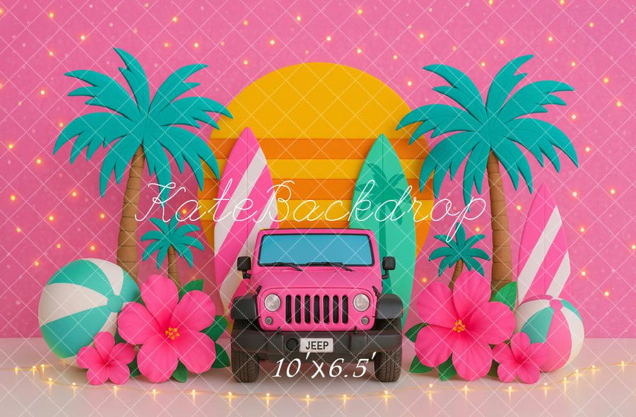 Vibrant Tropical Sunset Adventure Backdrop