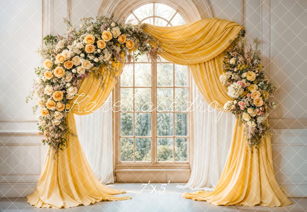 Elegant Yellow Floral Arch Backdrop