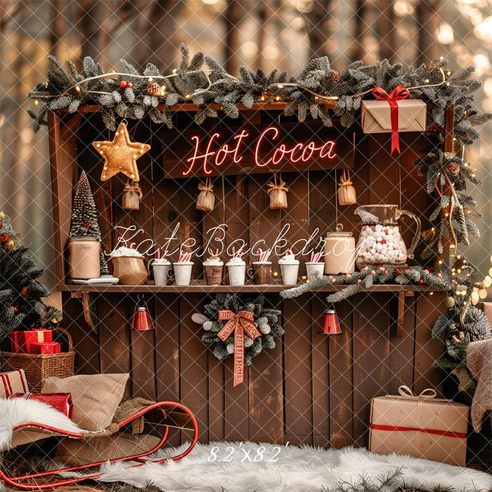 Kate Christmas Hot Cocoa Stand Forest Backdrop Designed by Patty Rober