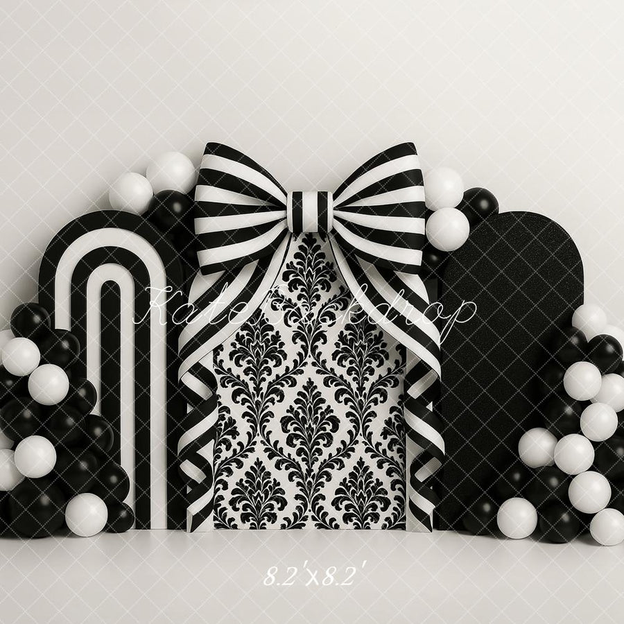Black White Elegant Bow Tie Backdrop