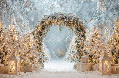 Kate Winter Snow Backdrop with Snow White Christmas Tree Scene