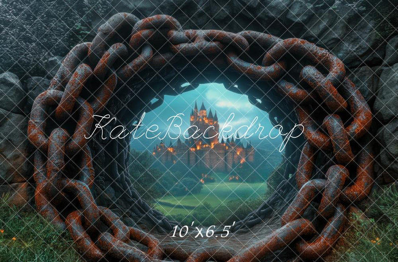 Rustic Chain Portal Castle View Backdrop