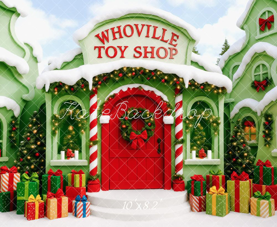 Whoville Holiday Toy Shop Backdrop