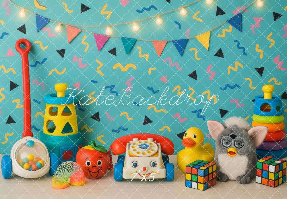 Colorful Retro Kids Party Backdrop