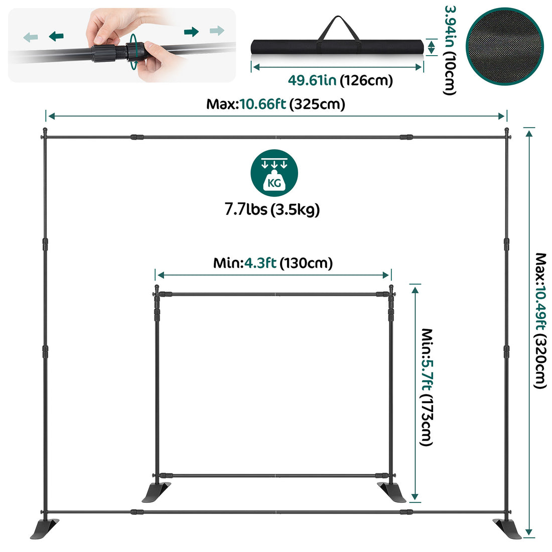 Kate Adjustable Photo Backdrop Frame Stand for Photography
