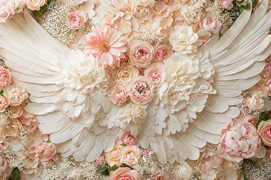 Elegant Angel Wings Floral Backdrop