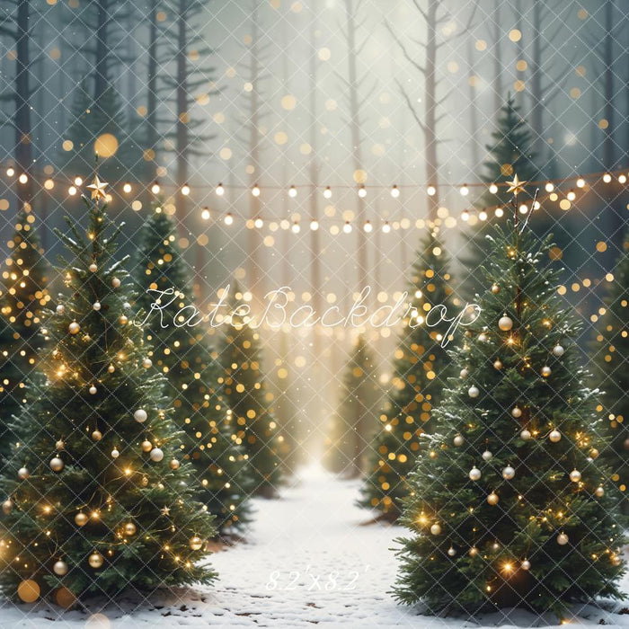 Elegant Festive Winter Christmas Trees Backdrop