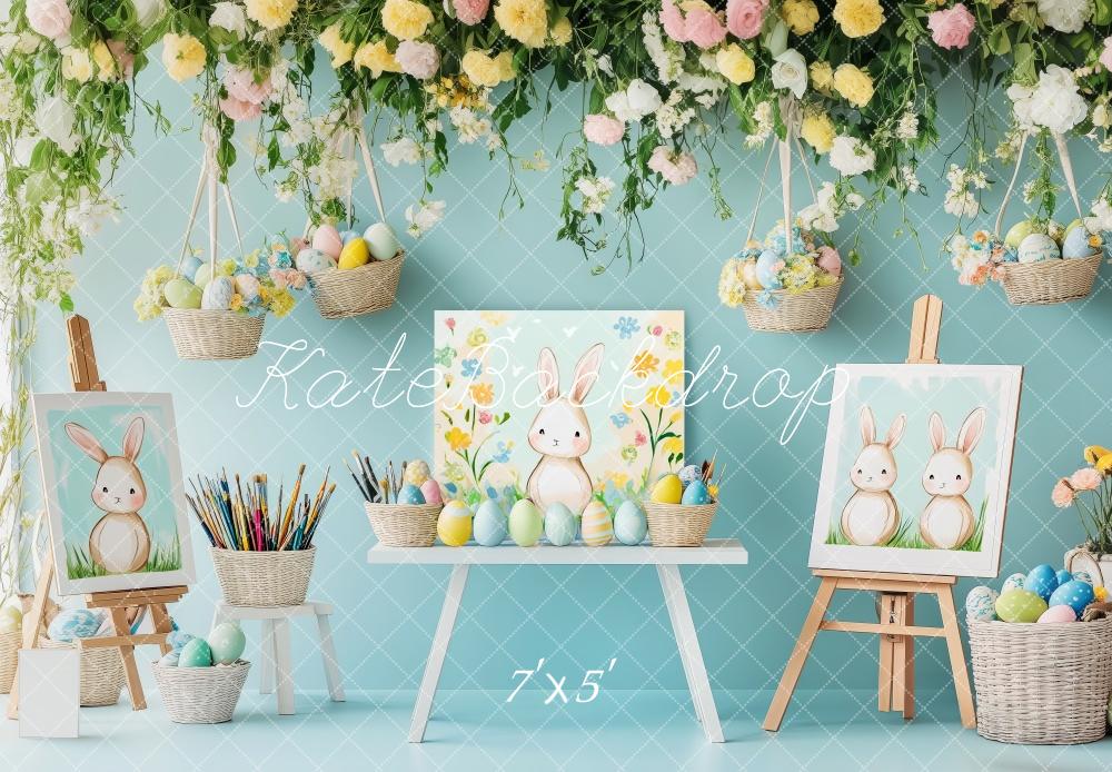 Springtime Bunny Art Studio Backdrop