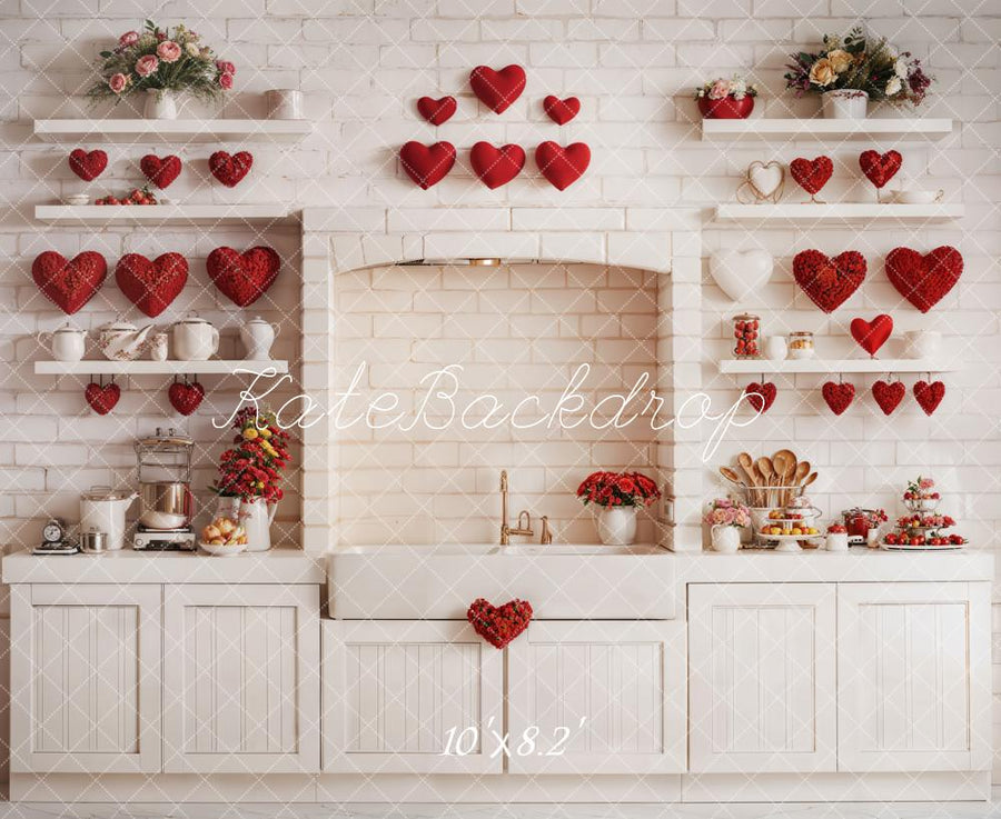 Romantic Heart Decor Kitchen Backdrop