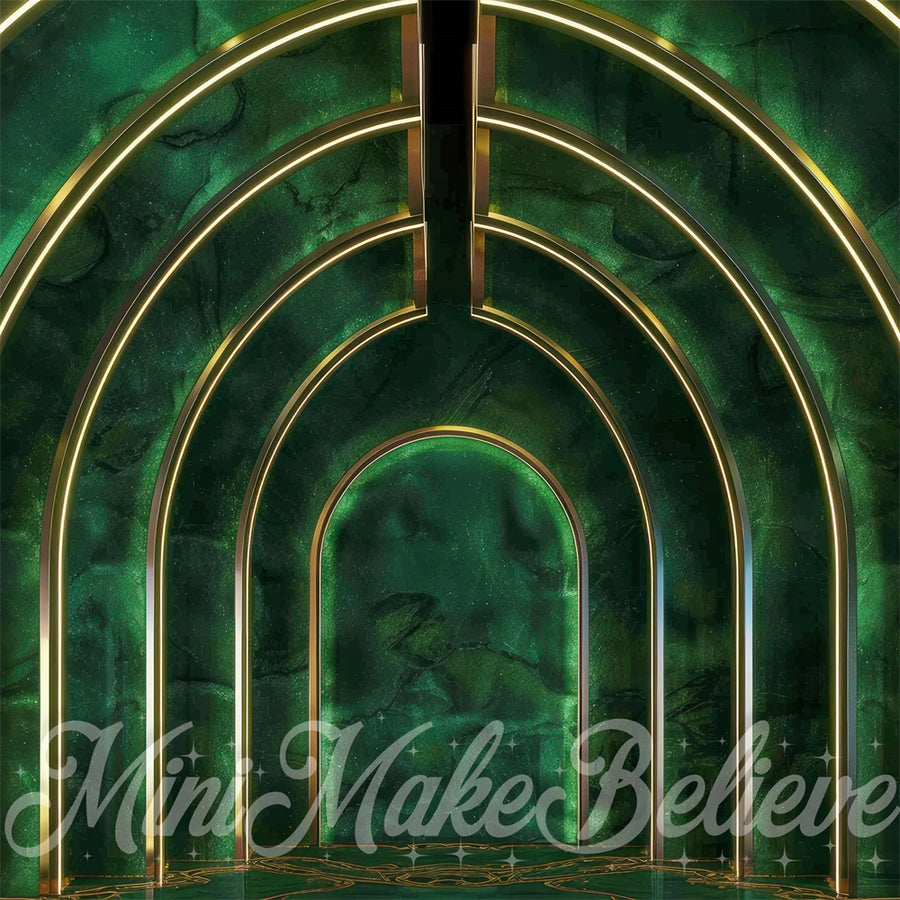 Emerald Glow Geometric Arch Backdrop