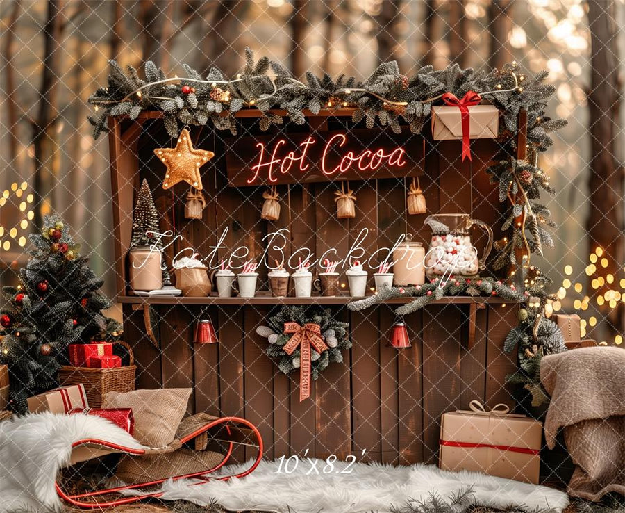 Kate Christmas Hot Cocoa Stand Forest Backdrop Designed by Patty Rober