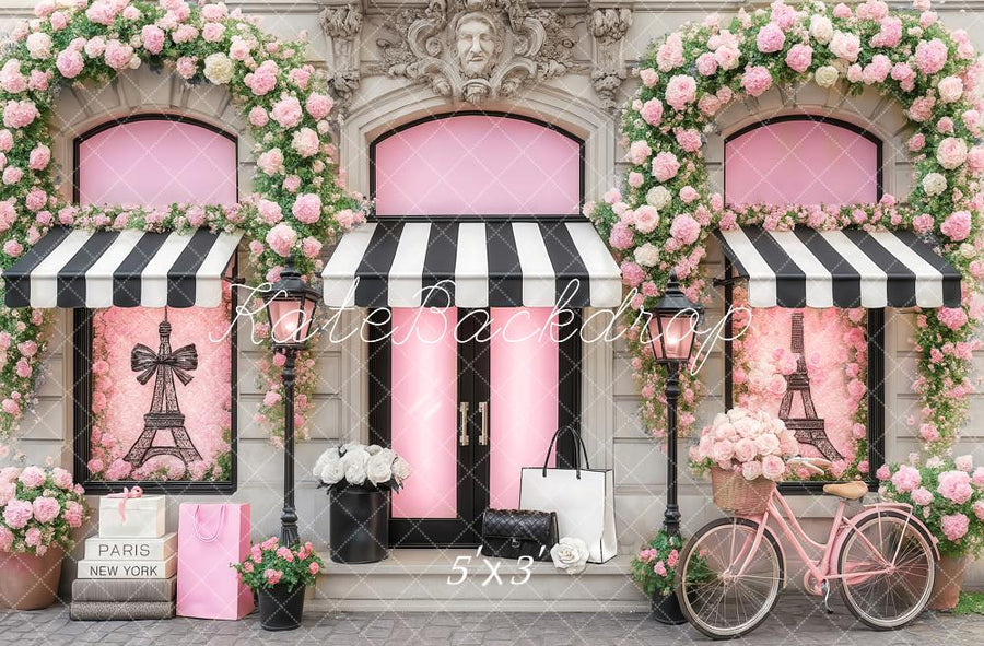 Chic Parisian Floral Boutique Backdrop