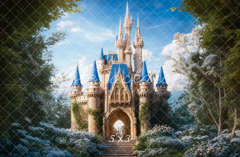 Kate Fantasy Forest Blue Vintage Grand Castle Backdrop Designed by Cha