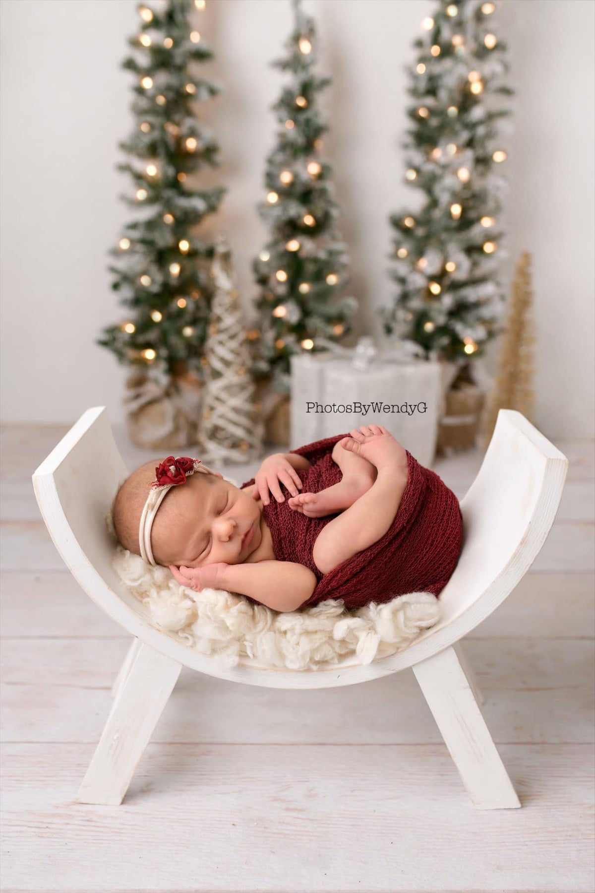 Kate Photo Prop Vintage Mottled White Wooden Curved Bench Newborn Stool