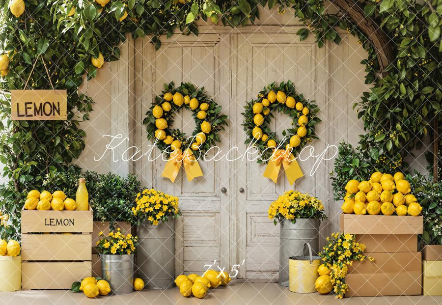 Rustic Lemon Orchard Garden Backdrop