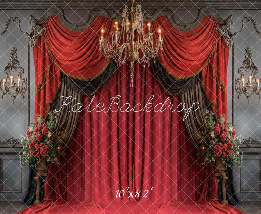 Elegant Red Velvet Draped Backdrop