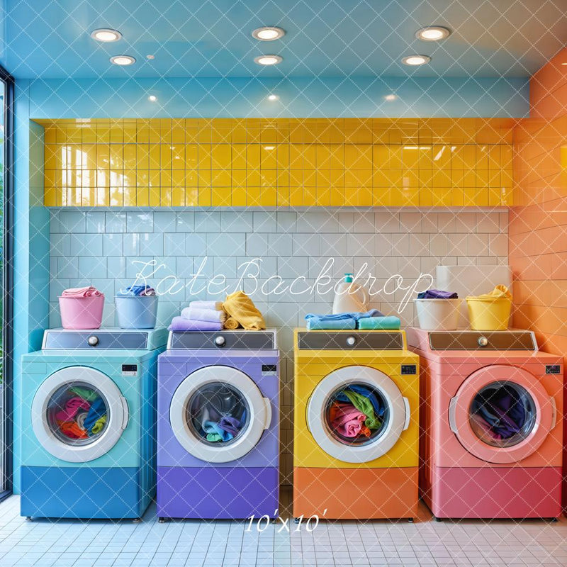Colorful Laundry Room Washer Dryer Backdrop