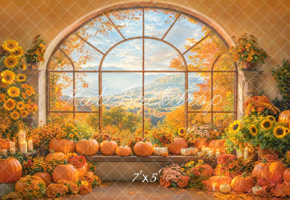 Autumn Harvest Pumpkin Window Backdrop