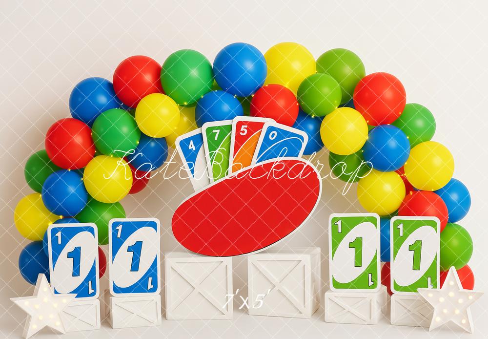 Colorful Card Game Party Balloons Backdrop