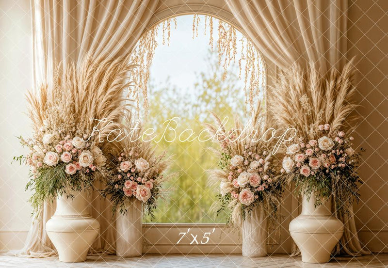 Elegant Rustic Floral Window Backdrop