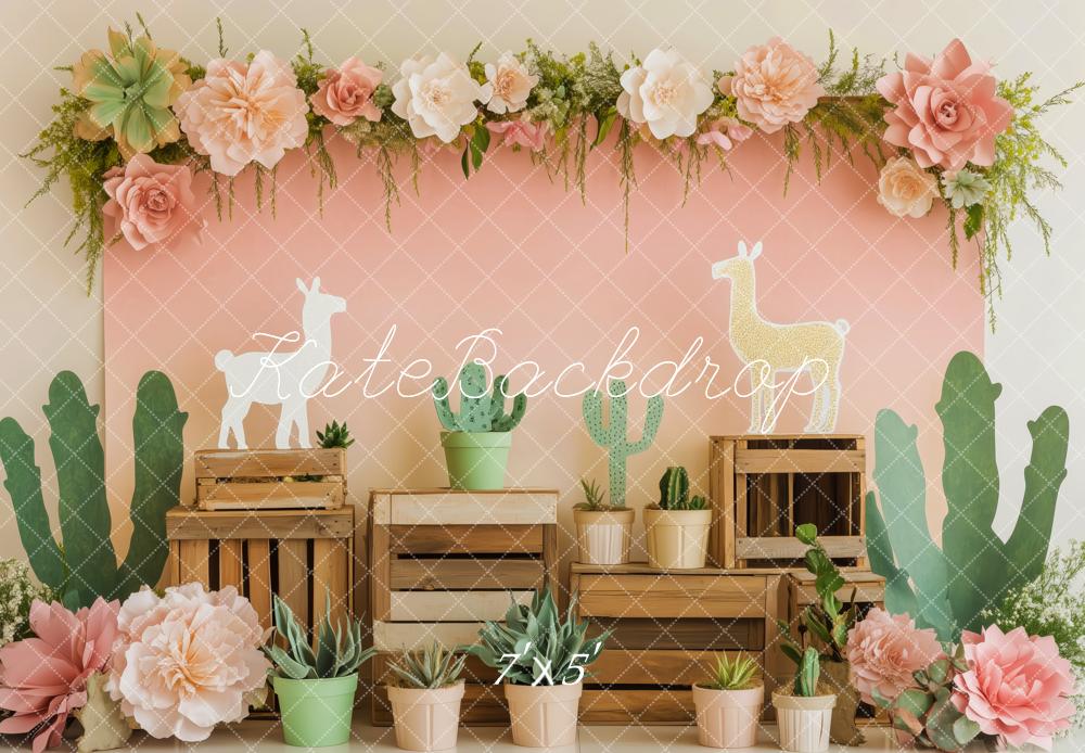 Desert Bloom Floral Cactus Backdrop