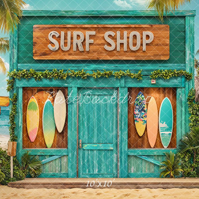 Tropical Beach Surf Shop Backdrop