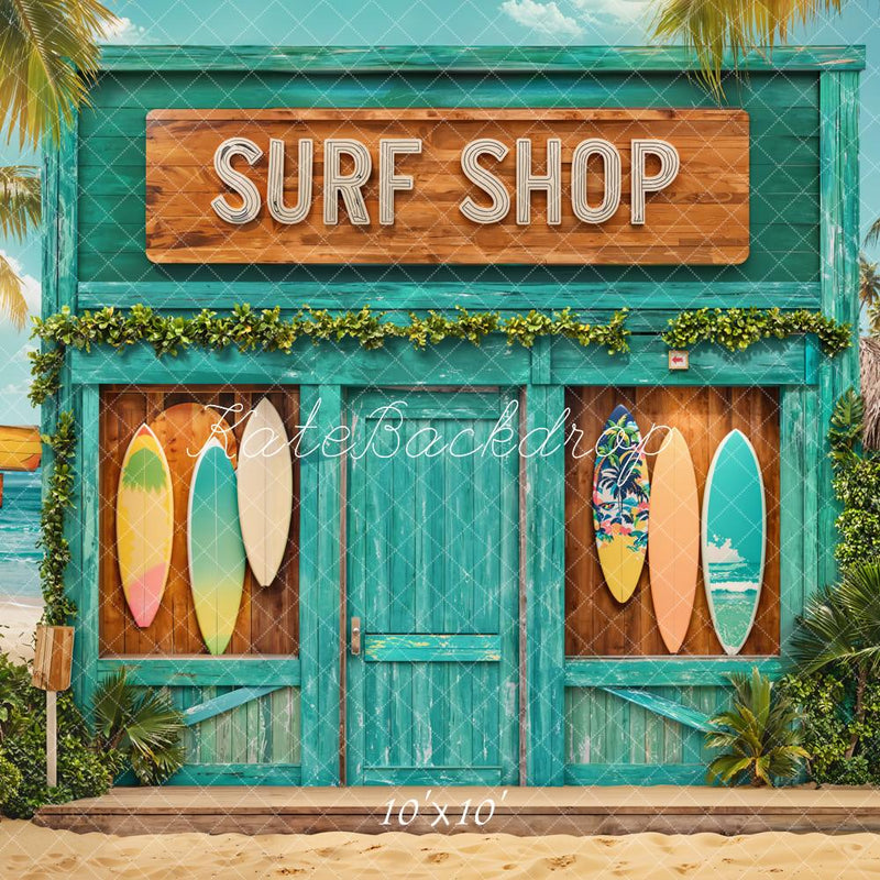 Tropical Beach Surf Shop Backdrop