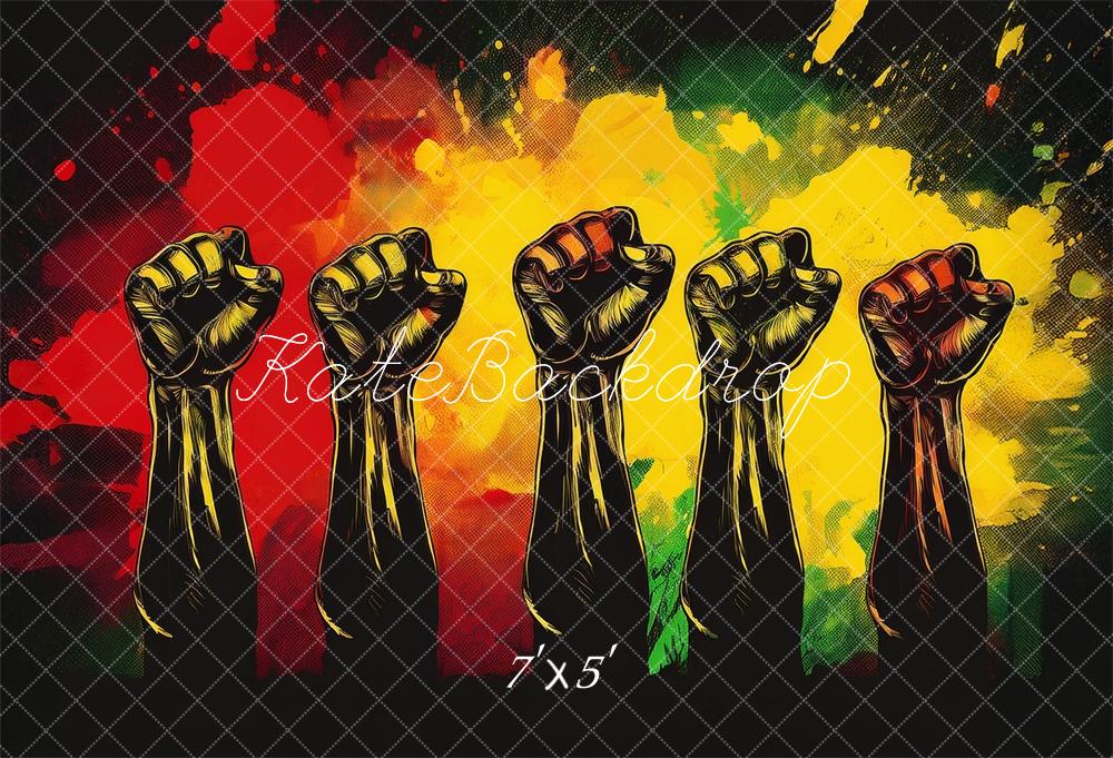 Bold Rising Fists Colorful Protest Backdrop