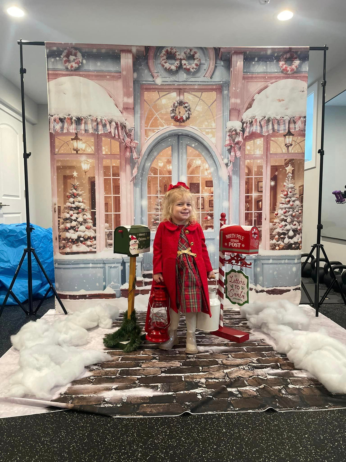 Cozy Winter Holiday Festive Storefront Backdrop