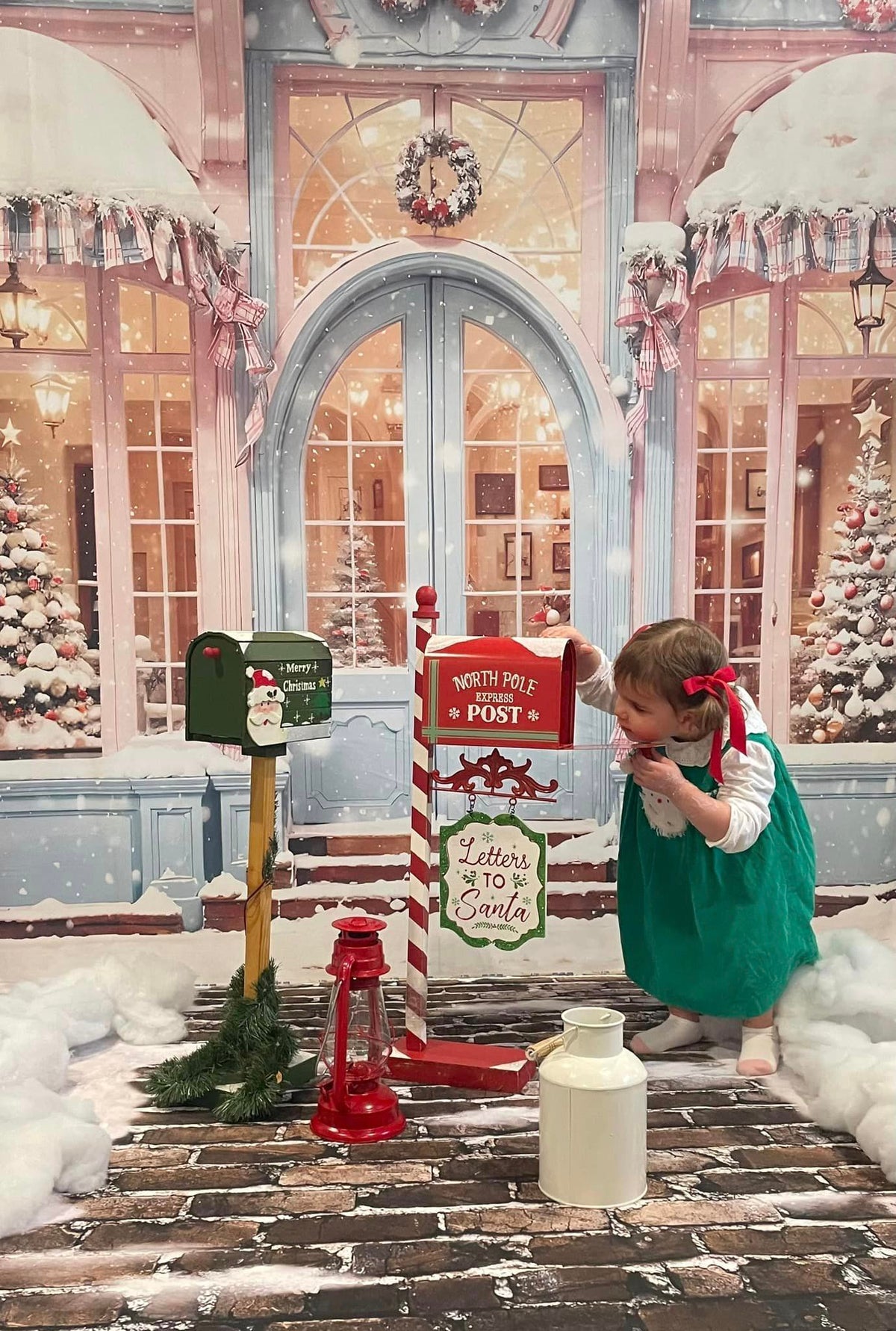 Cozy Winter Holiday Festive Storefront Backdrop