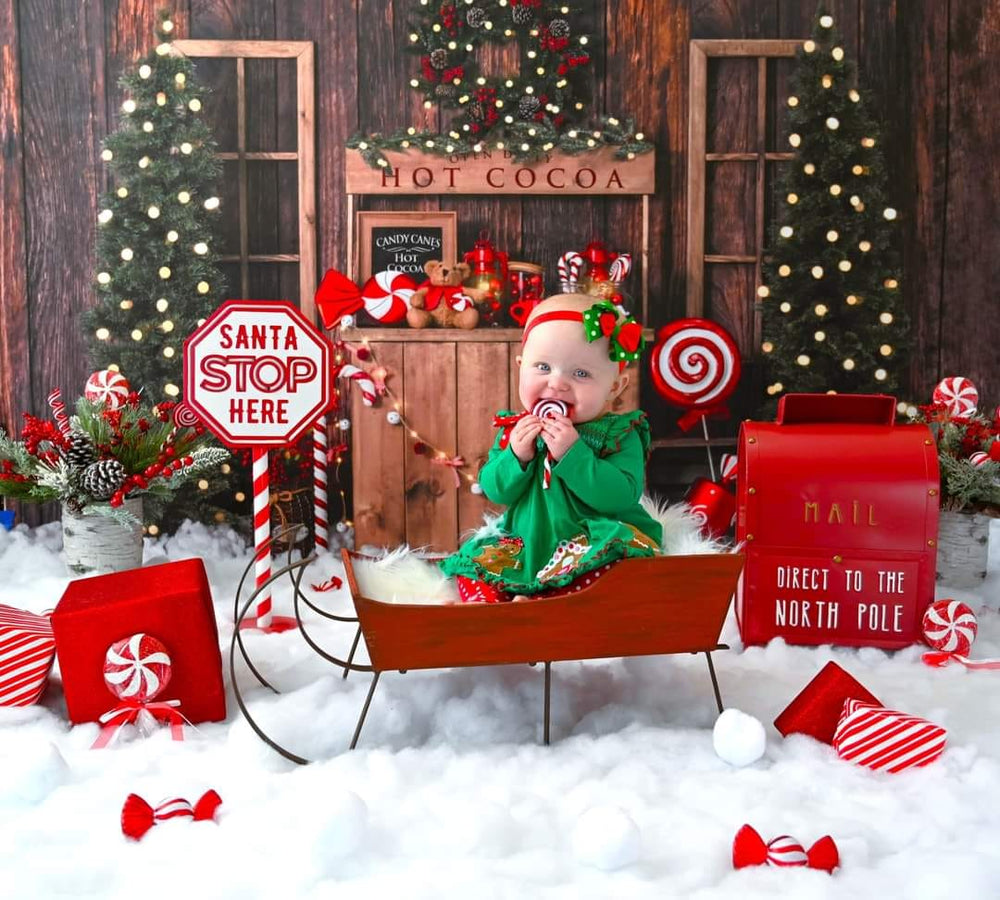 Cozy Rustic Hot Cocoa Holiday Backdrop