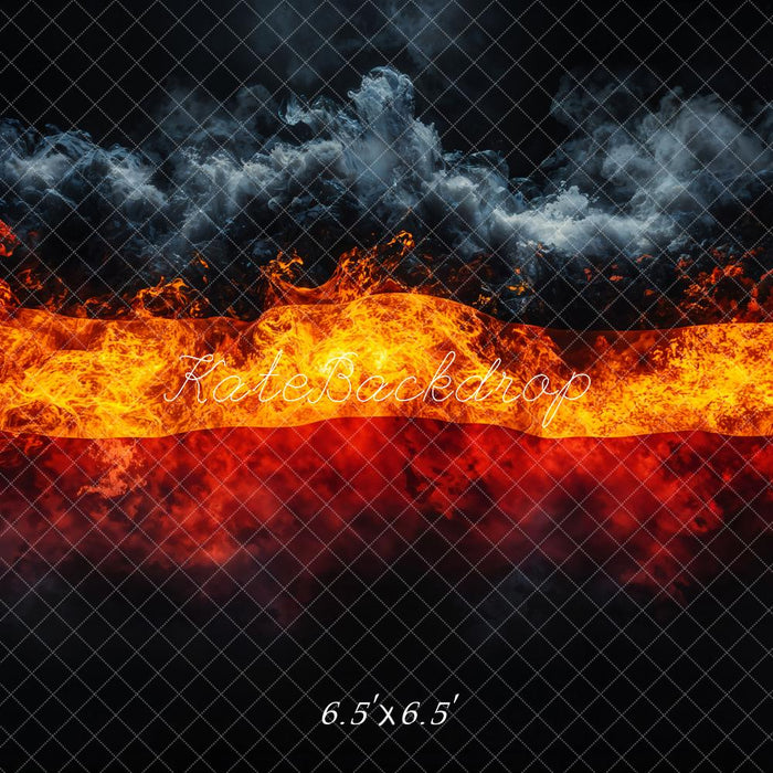 Fiery Flames and Smoky Sky Backdrop