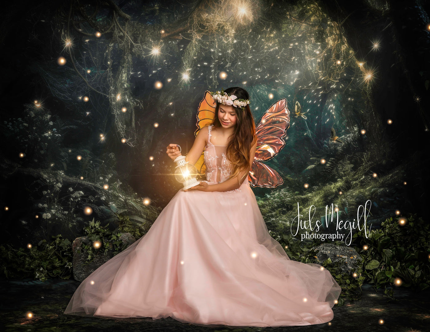 Enchanted Forest Glimmering Light Backdrop